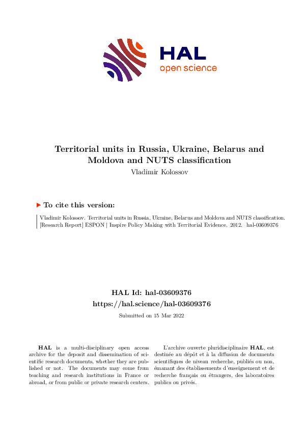 (PDF) Territorial units in Russia, Ukraine, Belarus and Moldova and ...
