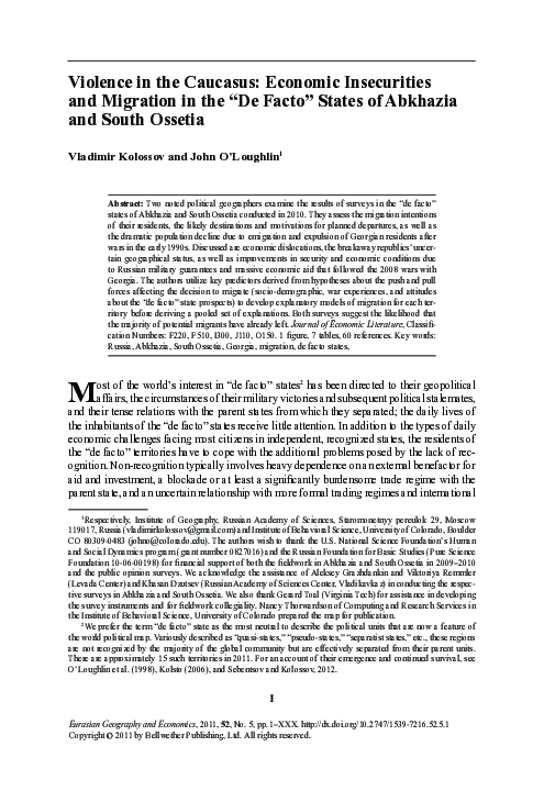 (PDF) After the Wars in the South Caucasus State of Georgia: Economic ...