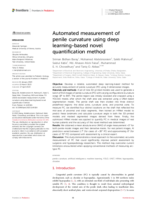 (PDF) Automated measurement of penile curvature using deep learning-based novel quantification ...
