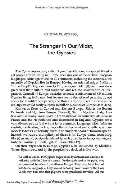 (PDF) The Stranger in Our Midst, the Gypsies