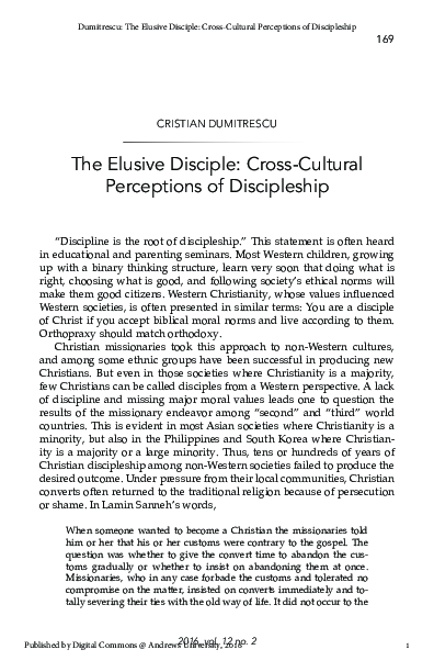 (PDF) The Elusive Disciple: Cross-Cultural Perceptions of Discipleship
