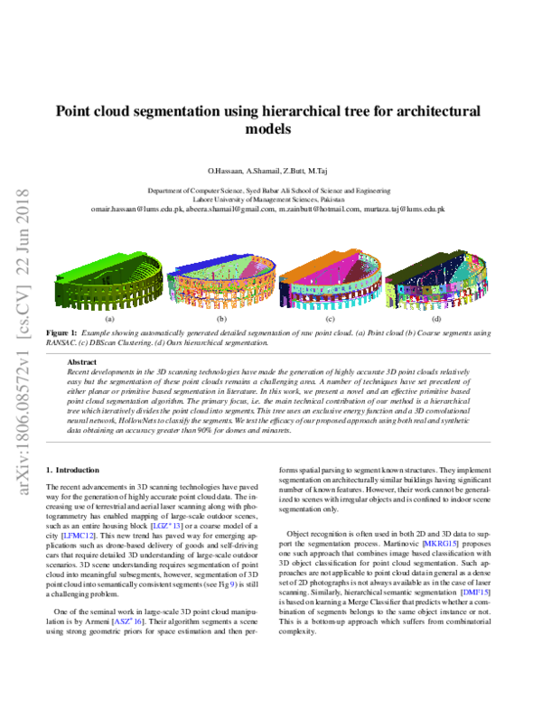 (PDF) Point Cloud Segmentation Using Hierarchical Tree for Architectural Models