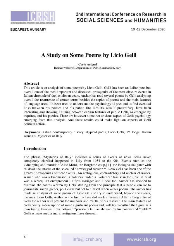 (PDF) A Study on Some Poems by Licio Gelli
