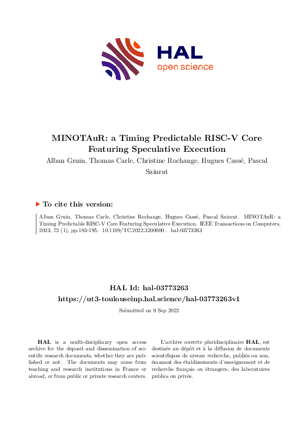 Pdf Minotaur A Timing Predictable Risc V Core Featuring Speculative