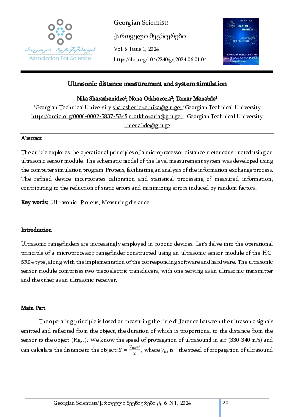 (PDF) Ultrasonic distance measurement and system simulation
