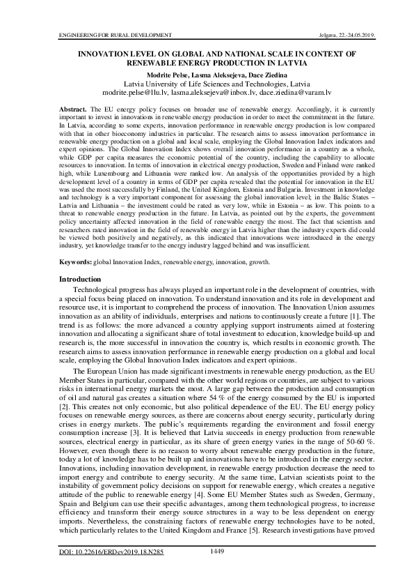 (PDF) Innovation level on global and national scale in context of ...
