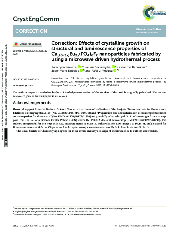(PDF) Correction: Effects of crystalline growth on structural and ...