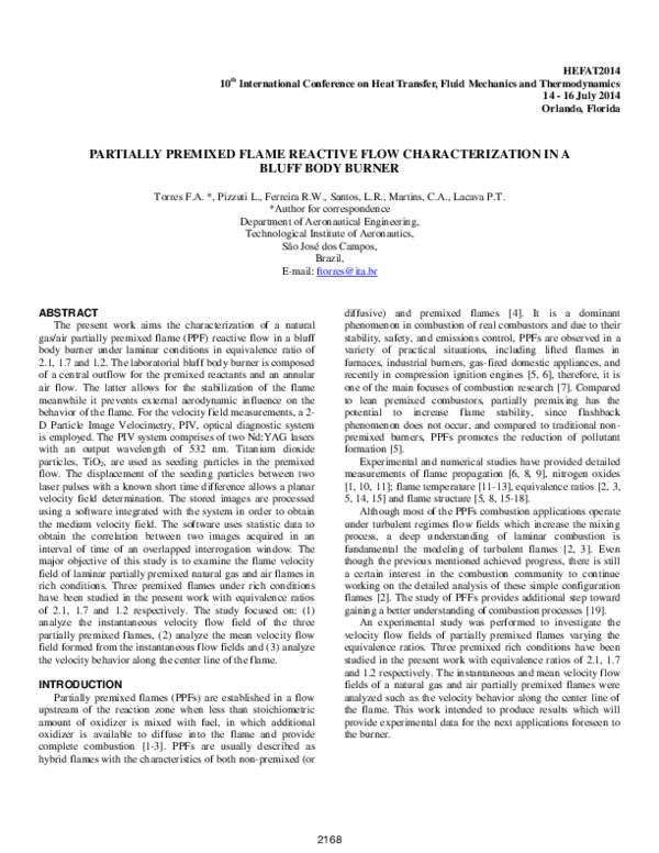 (PDF) Partially Premixed Flame Reactive Flow Characterization in a Bluff Body Burner | Cristiane ...
