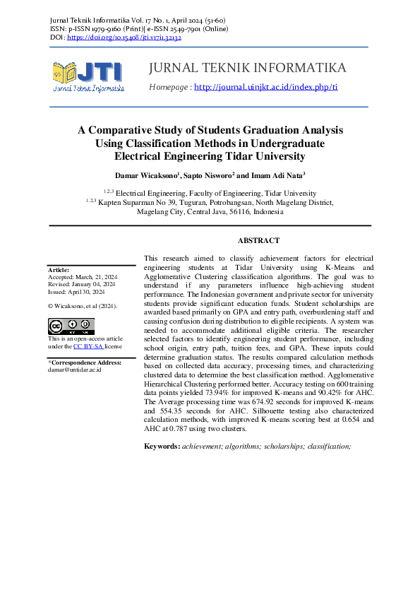 (PDF) A Comparative Study of Students Graduation Analysis Using Classification Methods in ...