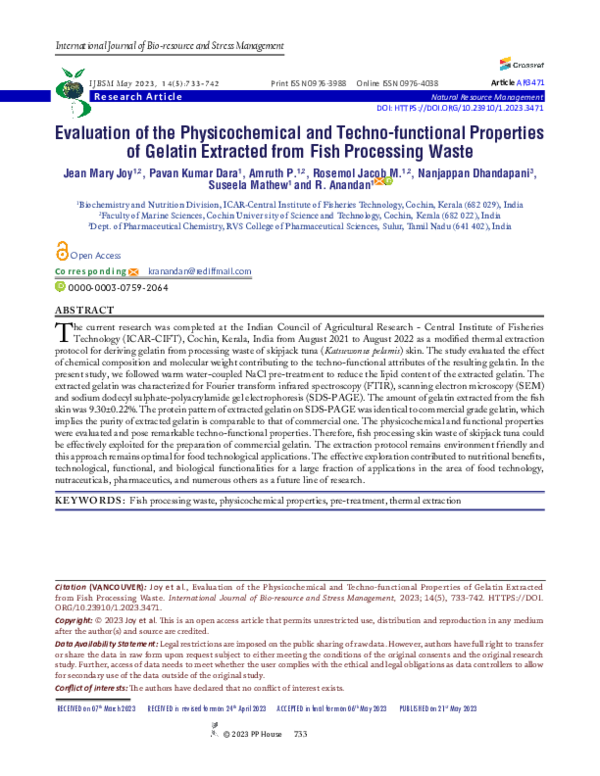 (PDF) Evaluation of the Physicochemical and Techno-functional ...