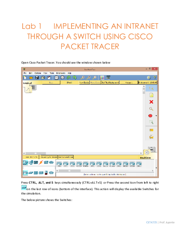(PDF) CET4773 PacketTracer Lab1 Create a Simple LAN