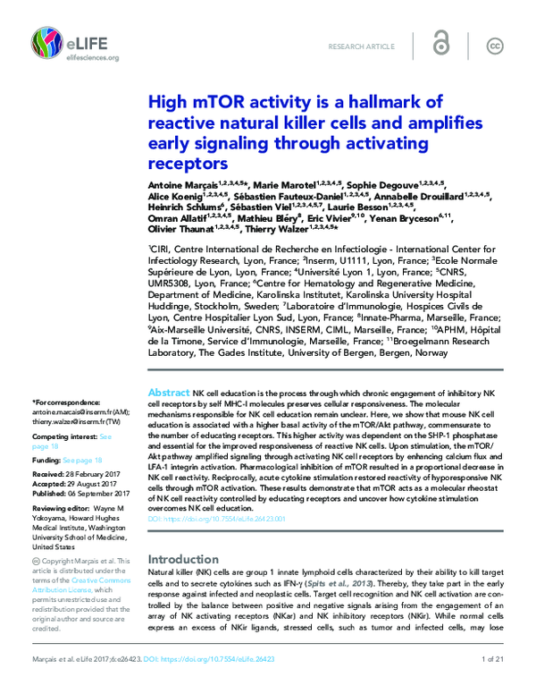 (PDF) High mTOR activity is a hallmark of reactive natural killer cells ...