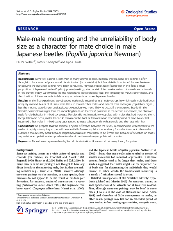 (PDF) Male-male mounting and the unreliability of body size as a ...