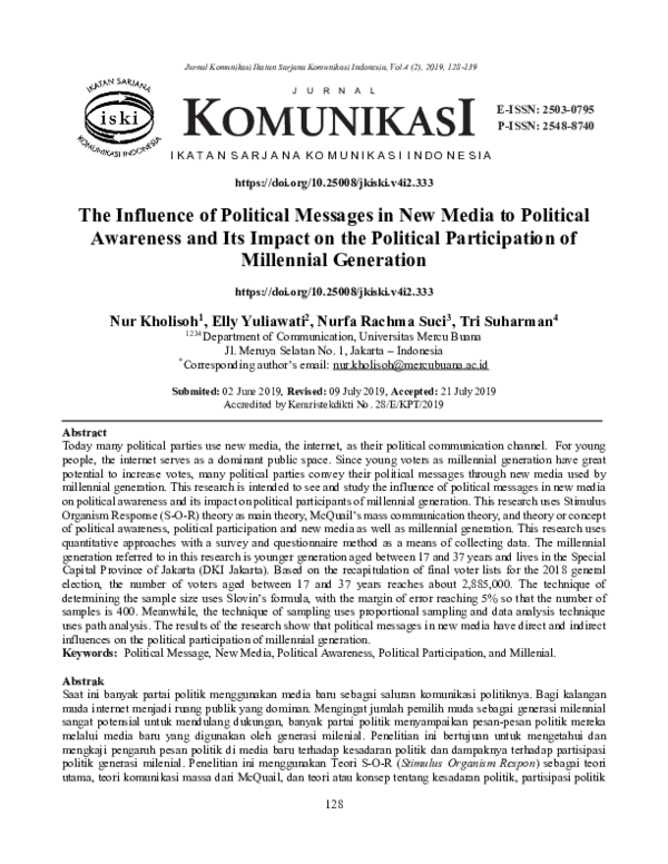 (PDF) The Influence of Political Messages in New Media to Political ...