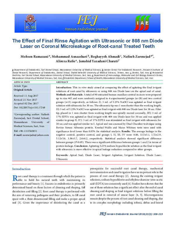 (PDF) The Effect of Final Rinse Agitation with Ultrasonic or 808 nm ...