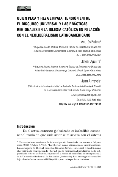 Quien Peca y Reza Empata: Tensión Entre El Discurso Universal y Las ...