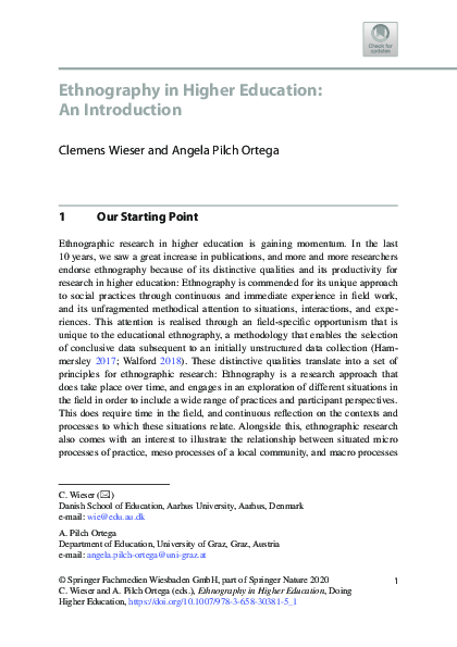 (PDF) Ethnography in Higher Education: An Introduction
