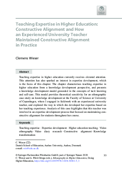 (PDF) Teaching Expertise in Higher Education: Constructive Alignment ...