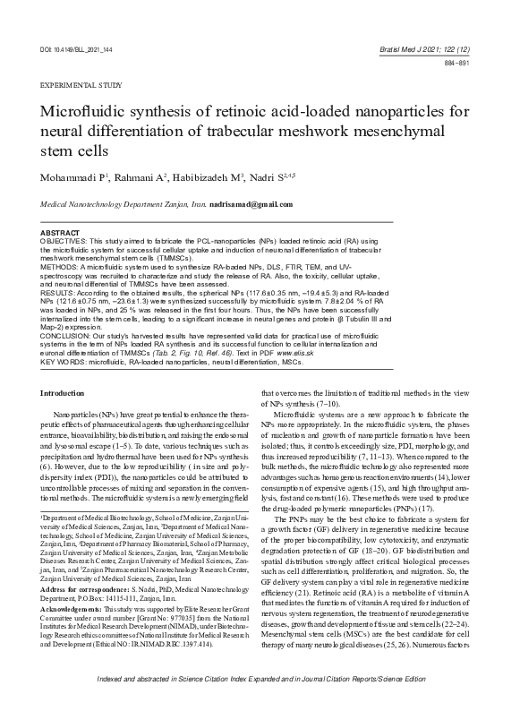 (PDF) Microfluidic synthesis of retinoic acid-loaded nanoparticles for ...