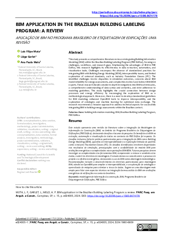 (PDF) BIM application in a Brazilian Building Labeling Program