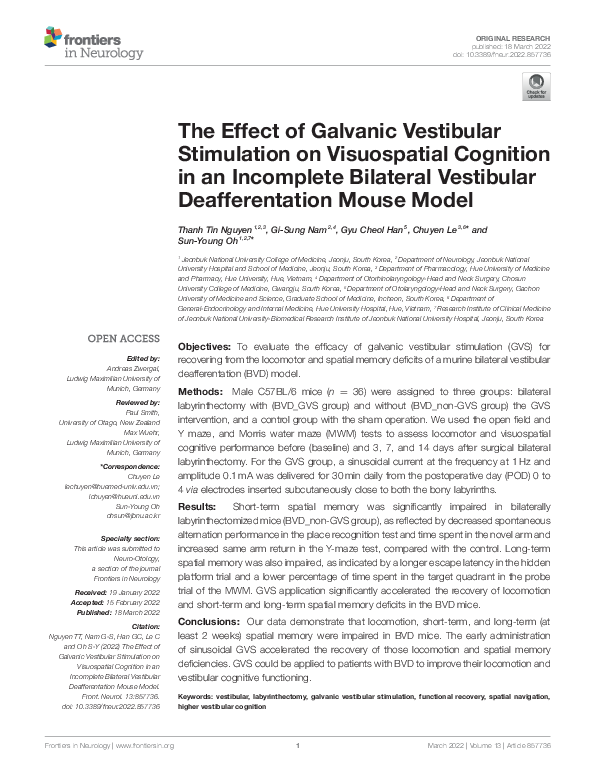 (PDF) The Effect of Galvanic Vestibular Stimulation on Visuospatial ...