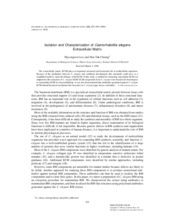 (PDF) Isolation and Characterization ofCaenorhabditis ...