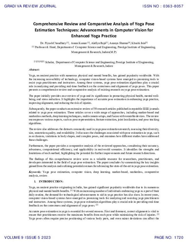 (PDF) Comprehensive Review and Comparative Analysis of Yoga Pose Estimation Techniques ...
