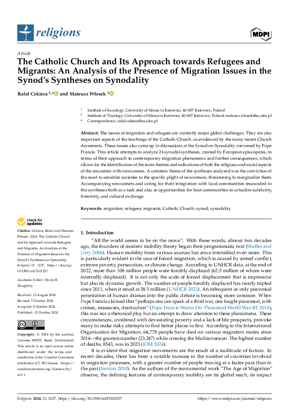 (PDF) The Catholic Church and Its Approach towards Refugees and ...