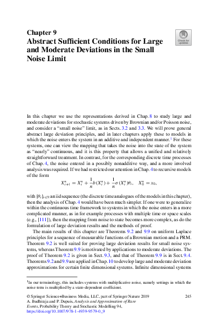 (PDF) Abstract Sufficient Conditions for Large and Moderate Deviations in the Small Noise Limit ...