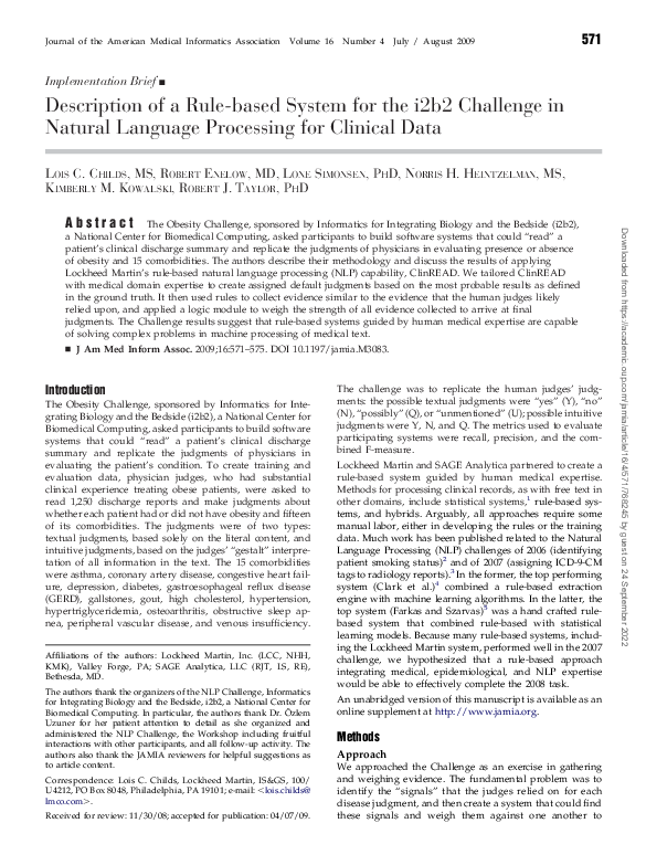 (PDF) Description of a Rule-based System for the i2b2 Challenge in ...