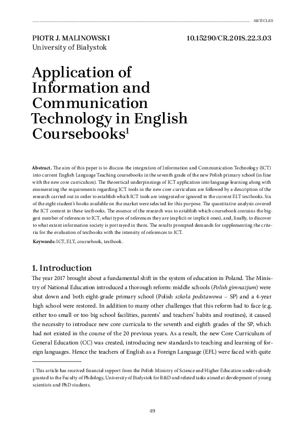 (PDF) Application of Information and Communication Technology in ...