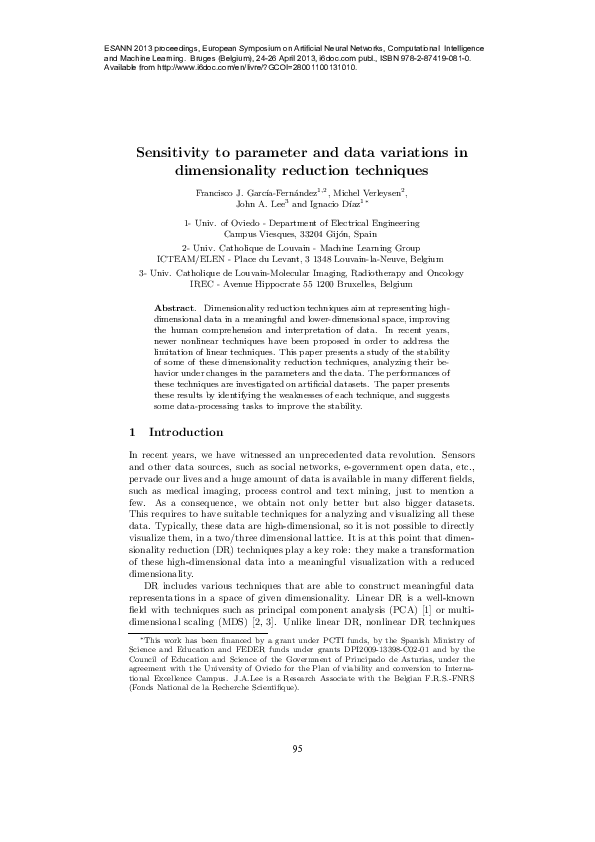 (PDF) Sensitivity to parameter and data variations in dimensionality reduction techniques | John ...