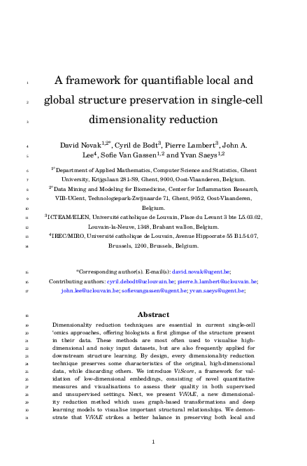 Pdf A Framework For Quantifiable Local And Global Structure Preservation In Single Cell