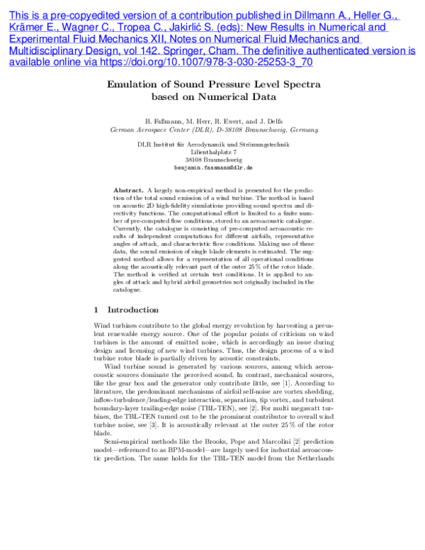 (PDF) Emulation of Sound Pressure Level Spectra Based on Numerical Data