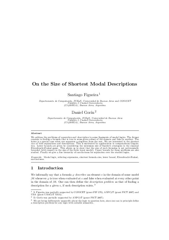 (PDF) On the size of shortest modal descriptions