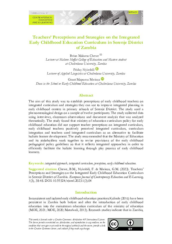 (PDF) Teachers’ Perceptions and Strategies on the Integrated Early ...