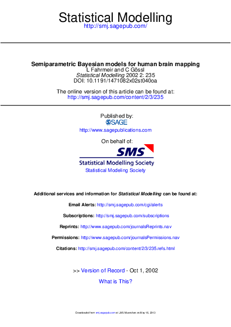 Pdf Semiparametric Bayesian Models For Human Brain Mapping