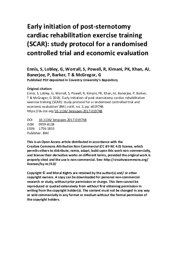 (PDF) Early initiation of post-sternotomy cardiac rehabilitation ...