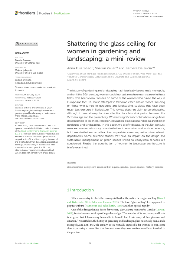 (PDF) Shattering the glass ceiling for women in gardening and ...