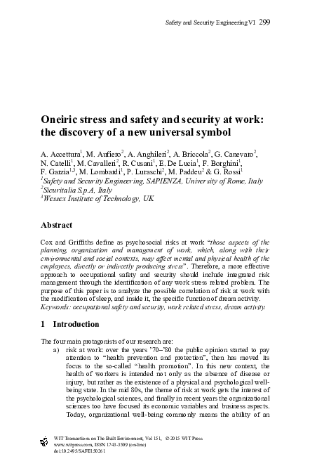 (PDF) Oneiric stress and safety and security at work: the discovery of ...