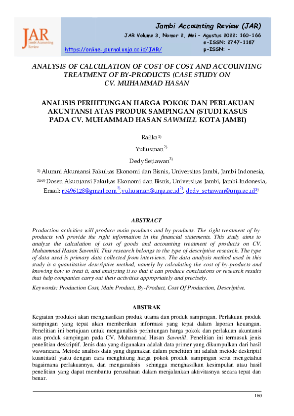 (PDF) Analisis Perhitungan Harga Pokok Dan Perlakuan Akuntansi Atas ...