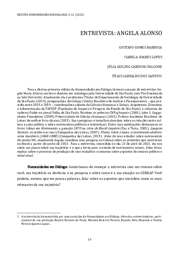 (PDF) Entrevista: Angela Alonso