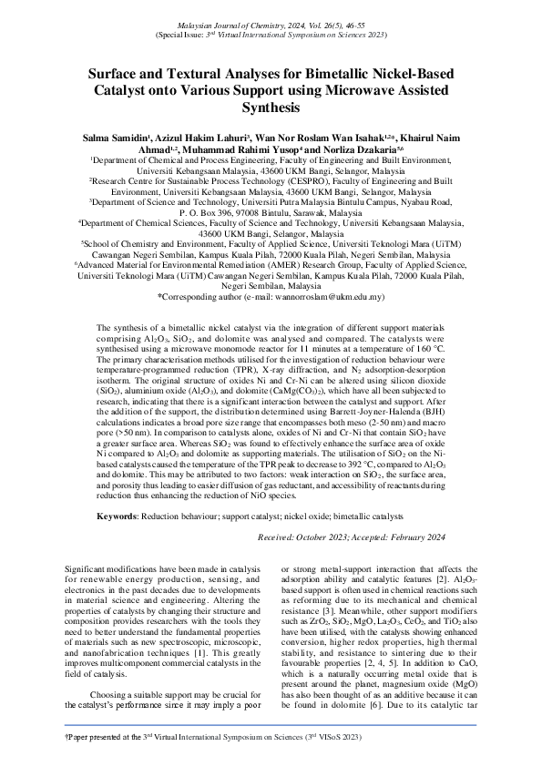 (PDF) Surface and Textural Analyses for Bimetallic Nickel-Based ...