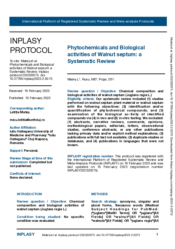 (PDF) Phytochemicals and Biological activities of Walnut septum: a ...