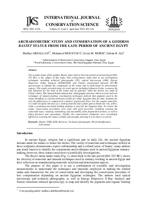 (PDF) ARCHAEOMETRIC STUDY AND CONSERVATION OF A GODDESS BASTET STATUE ...