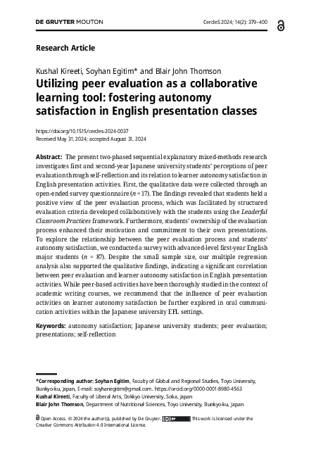 (PDF) Utilizing peer evaluation as a collaborative learning tool ...