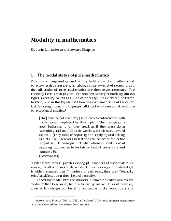 (PDF) Modality in mathematics
