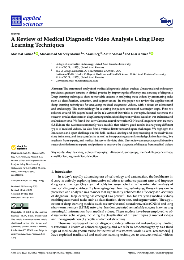 (PDF) A Review of Medical Diagnostic Video Analysis Using Deep Learning Techniques