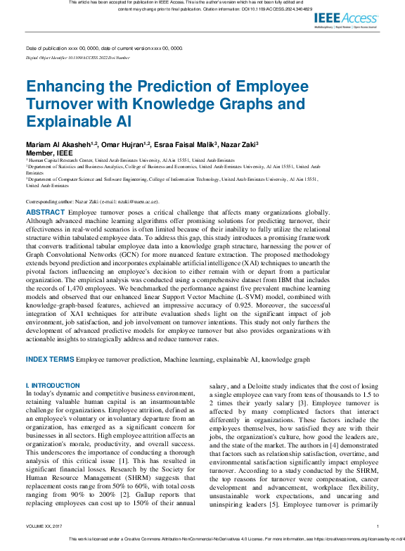 (PDF) Enhancing the Prediction of Employee Turnover with Knowledge Graphs and Explainable AI