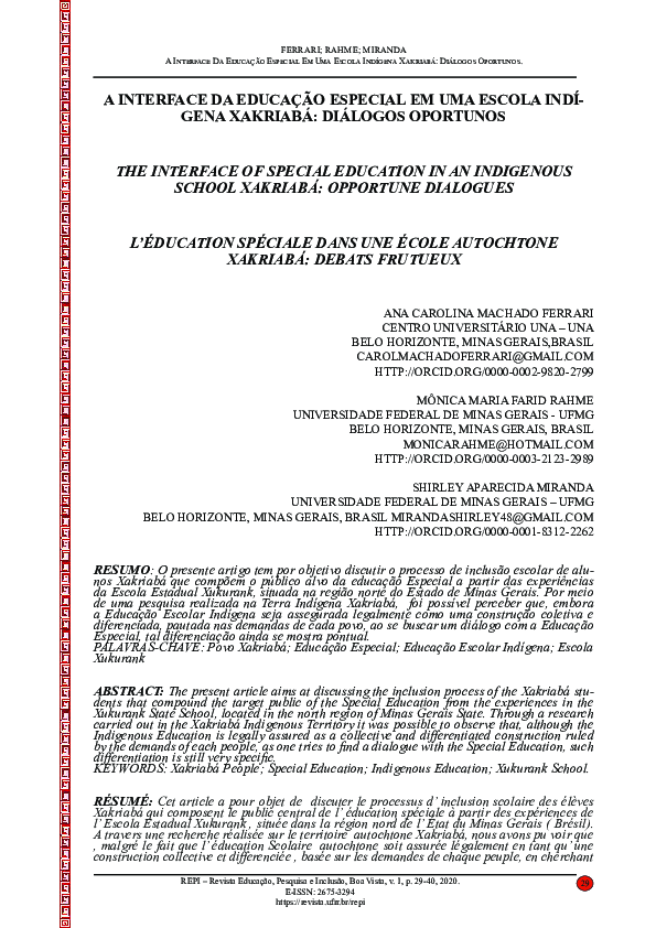 (PDF) A interface da educação especial em uma escola indígena xakriabá ...
